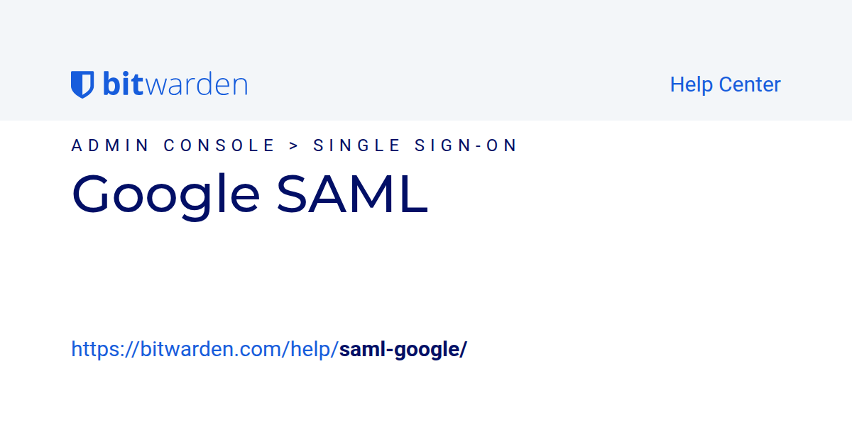 Google SAML | Bitwarden