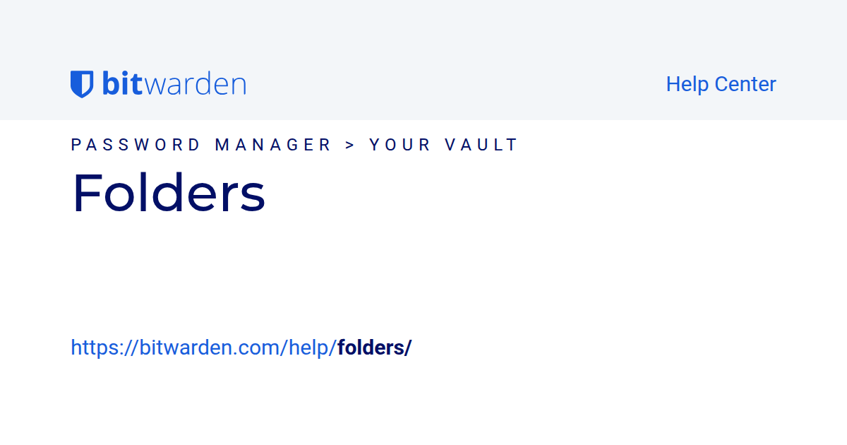 Folders | Bitwarden