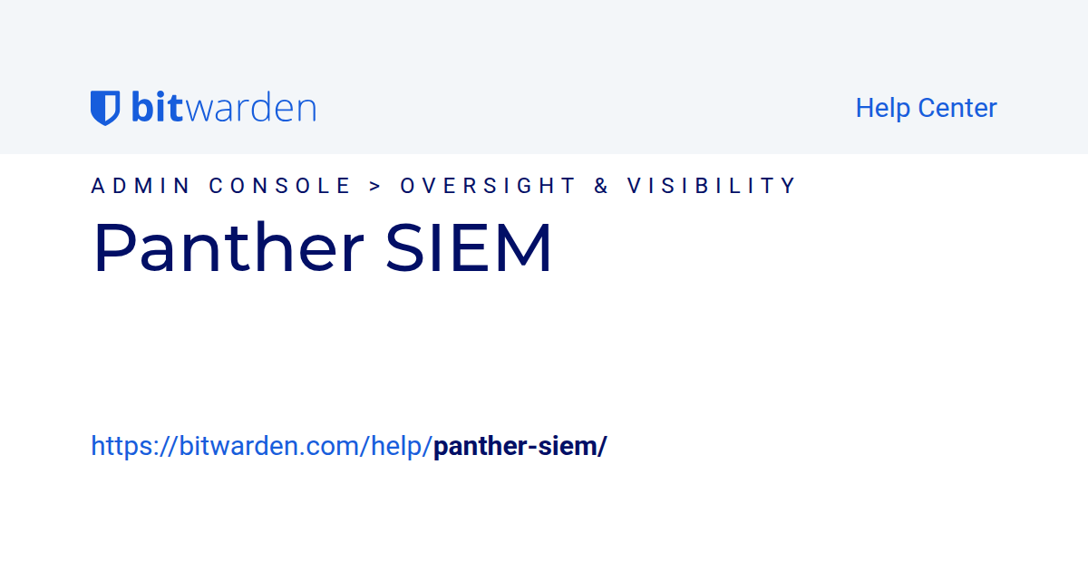 Panther SIEM | Bitwarden
