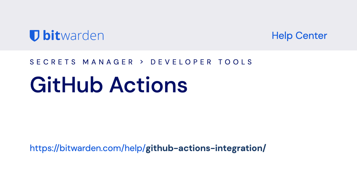 GitHub Actions | Bitwarden
