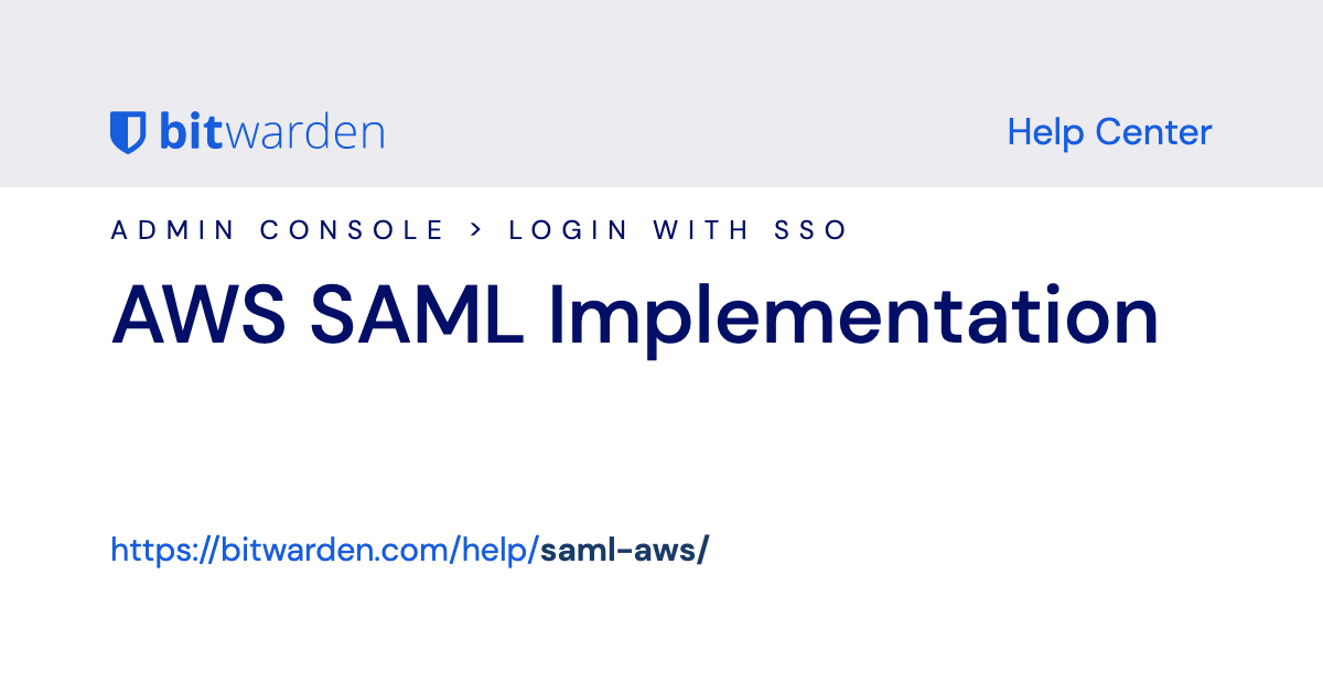 Implementación de SAML en AWS | Bitwarden