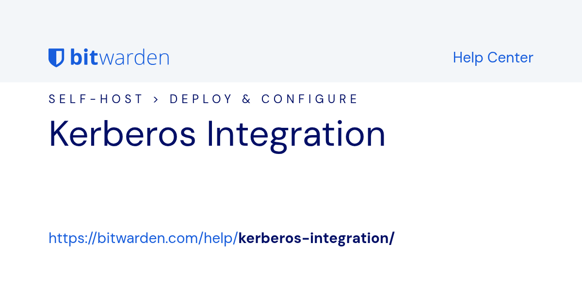 Kerberos Integration | Bitwarden