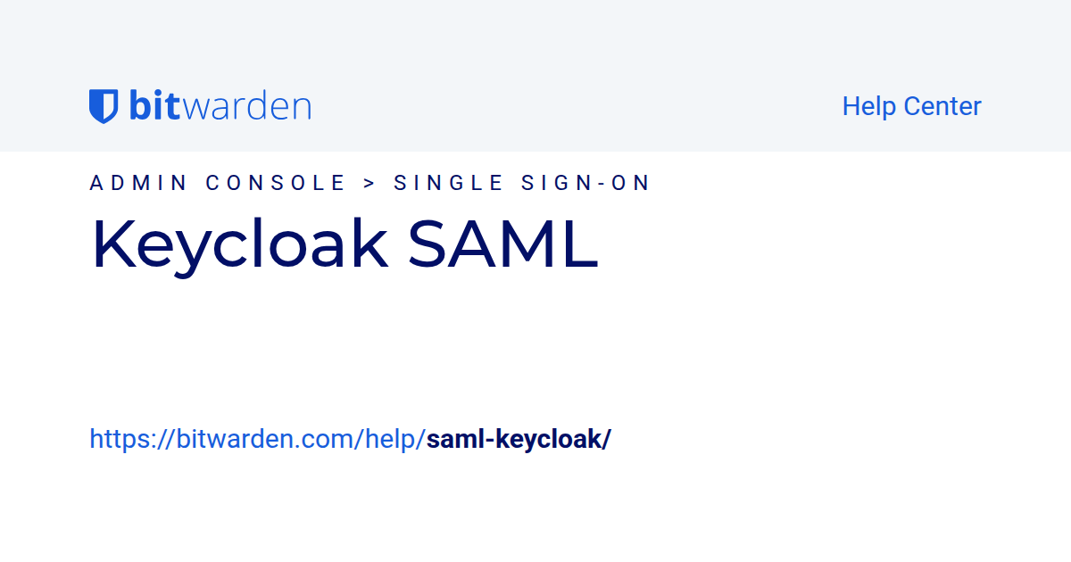 Keycloak SAML | Bitwarden