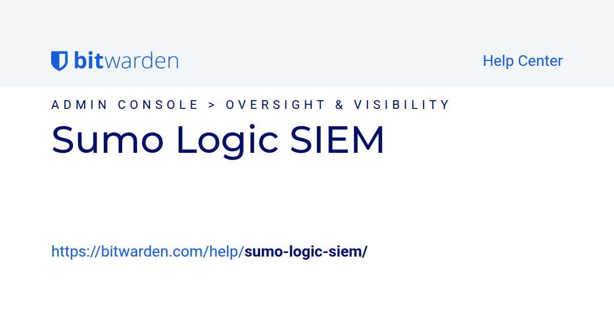 Sumo Logic SIEM | Bitwarden